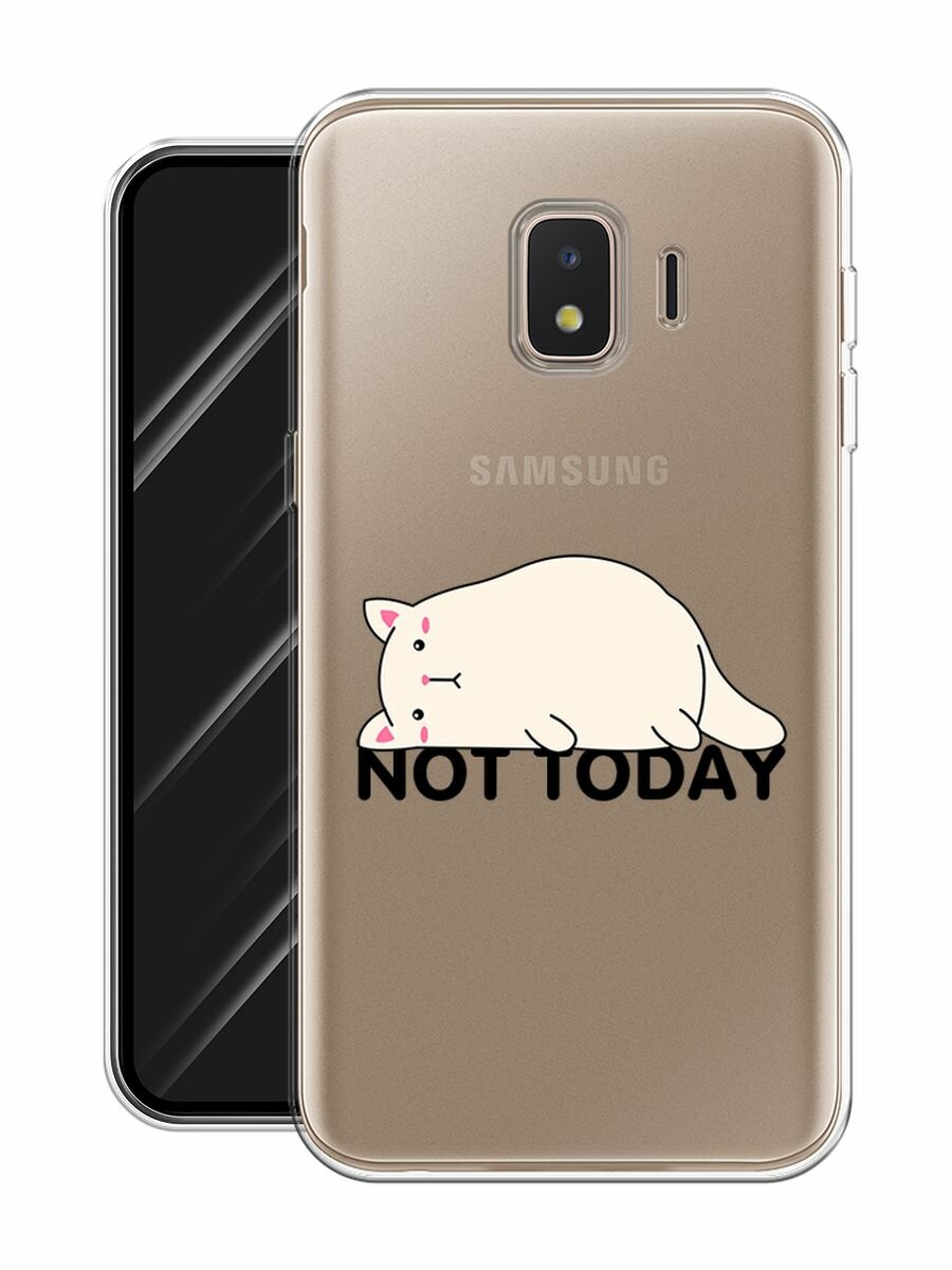 Чехол на Samsung Galaxy J2 Core (2018/2020) / Самсунг Галакси J2 Core (2020) с принтом "Cat not today", прозрачный — фото 1