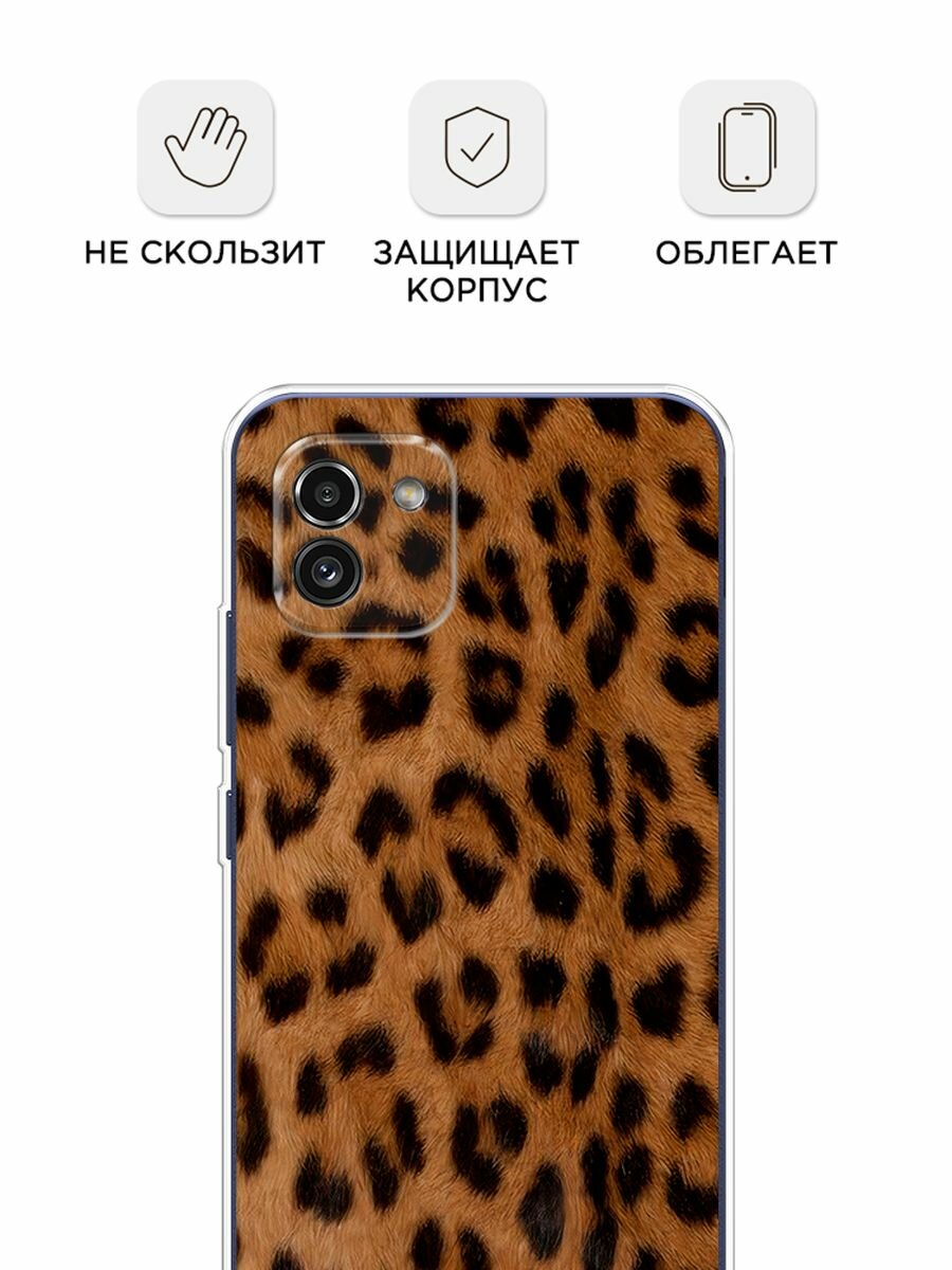 Чехол на Samsung Galaxy A03 / Самсунг Галакси А03 с принтом "Мех леопарда" — фото 1