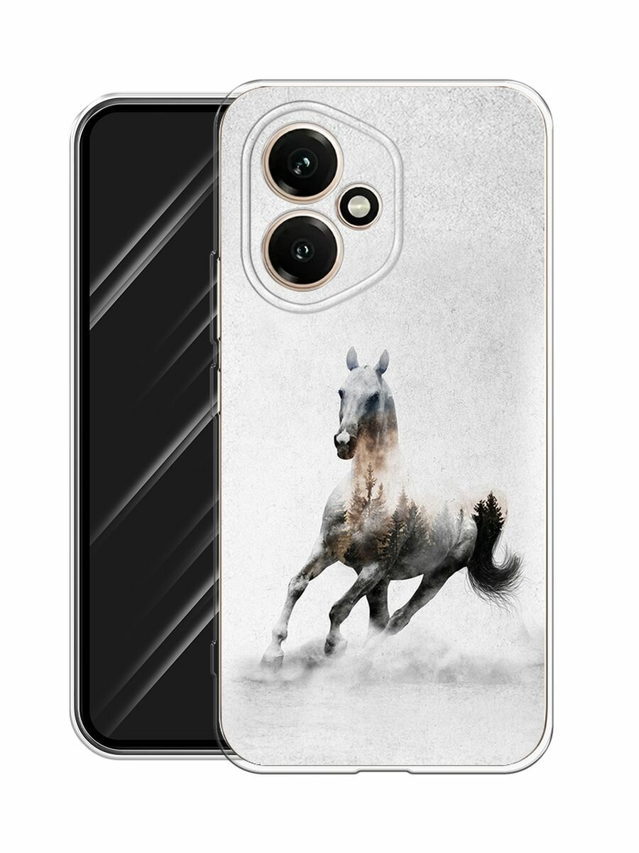 Силиконовый чехол на Honor 400 / Хонор 400 с принтом "Лошадь лес" — фото 1