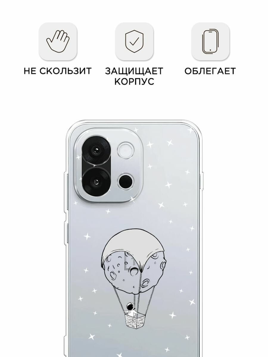 Чехол на OnePlus 13T / Ван Плас 13Т с принтом Воздушный шар луна, прозрачный — фото 1