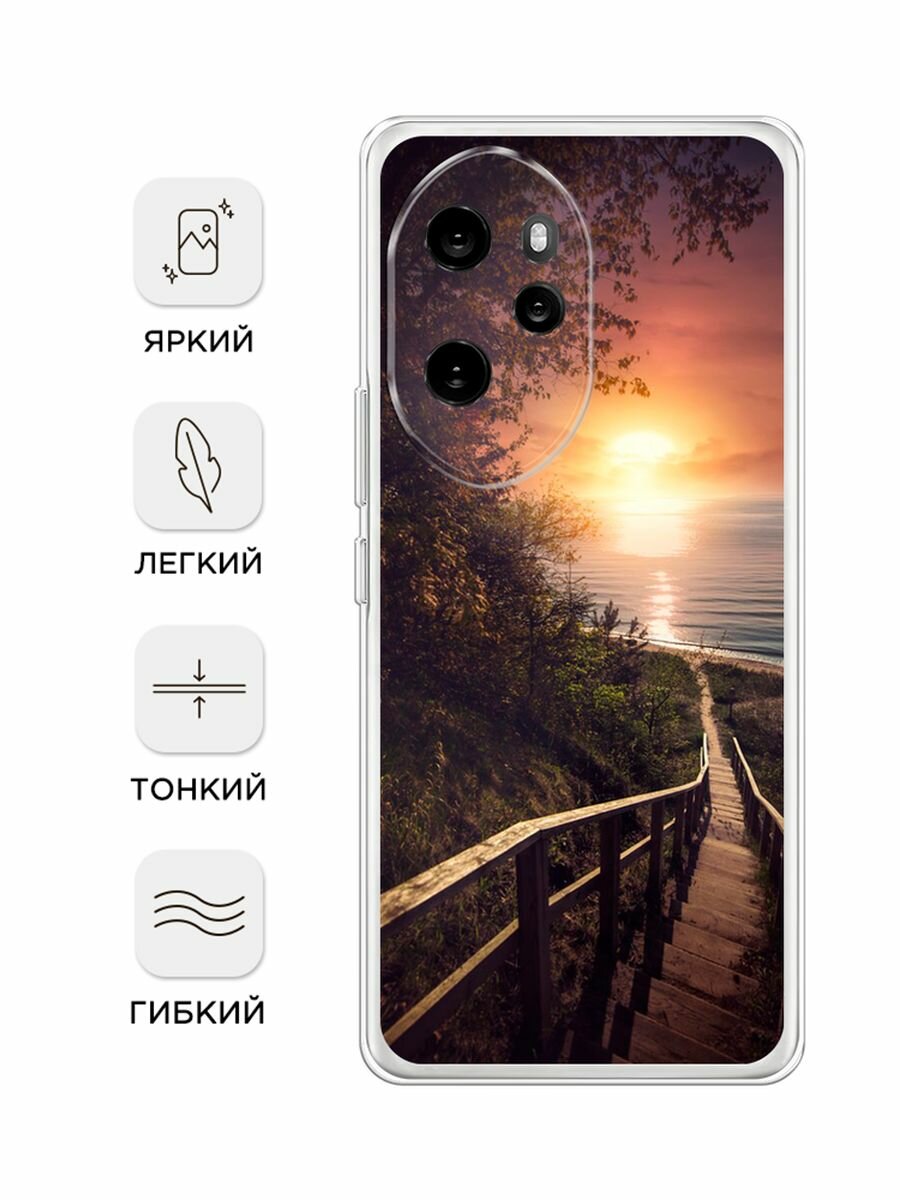 Чехол на Honor 100 Pro / Хонор 100 Про с принтом "Мост у воды" — фото 1