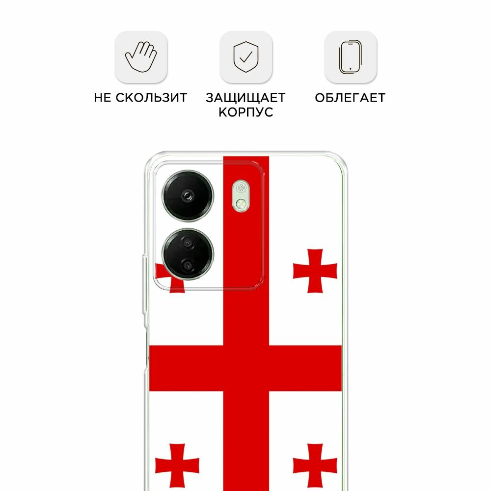 Чехол на Xiaomi Redmi 13C/Poco C65 / Сяоми Редми 13C/Поко С65 с принтом "Флаг Грузии" — фото 1