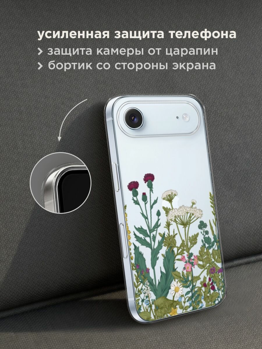 Чехол на Apple iPhone Air / Айфон Айр с принтом "Дикие полевые цветы", прозрачный — фото 1