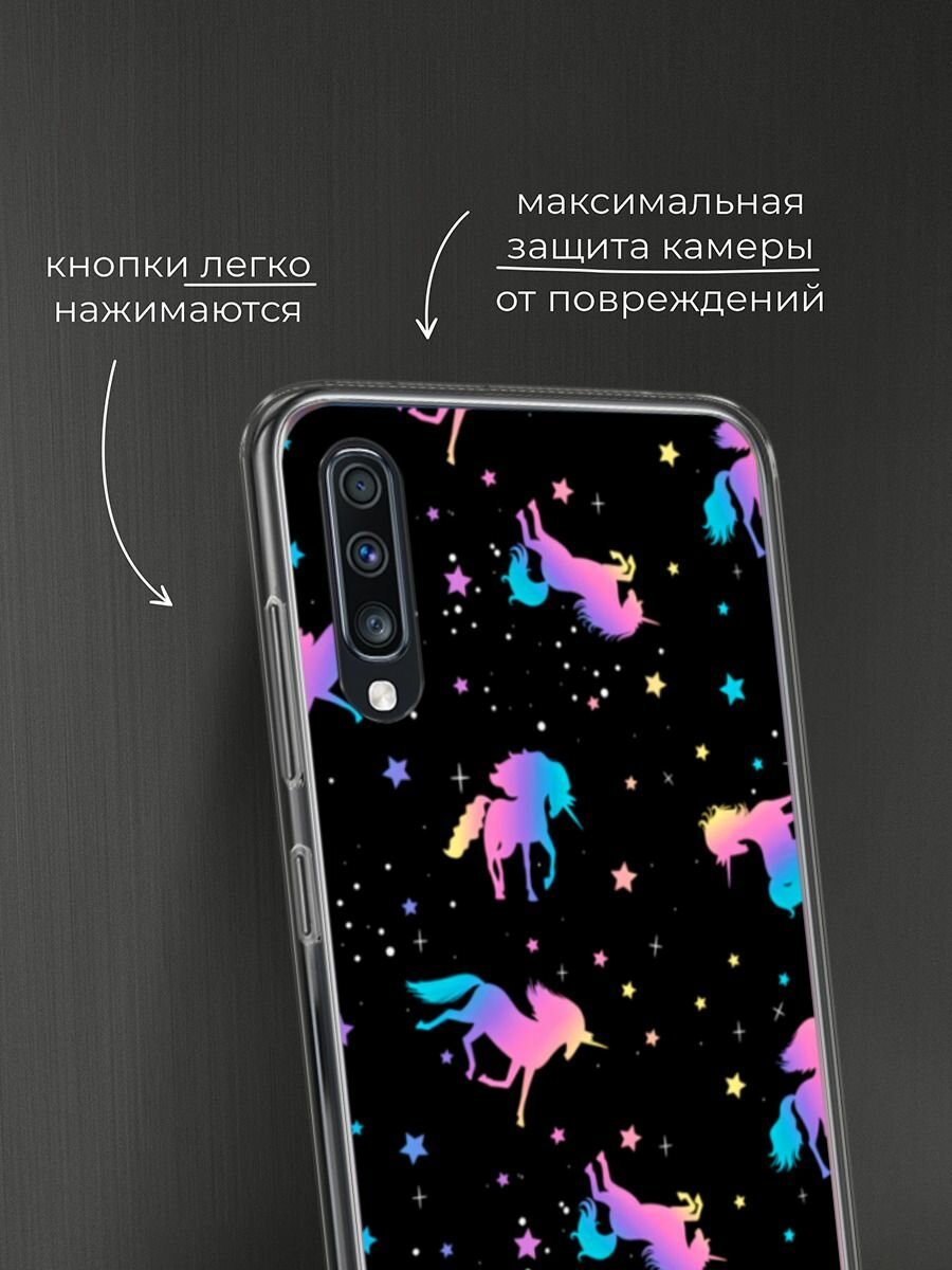 Чехол на Samsung Galaxy A70 / Самсунг Галакси А70 с принтом "Единороги градиент" — фото 1