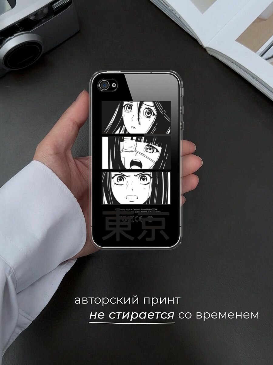 Чехол на Apple iPhone 4/4S / Айфон 4/4S с принтом "Tokyo girls", прозрачный — фото 1