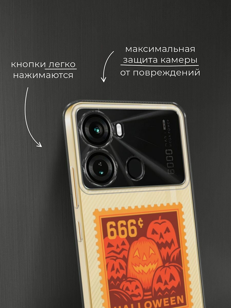 Чехол на Itel P40 / Ител P40 с принтом "Тыквенная марка", прозрачный — фото 1