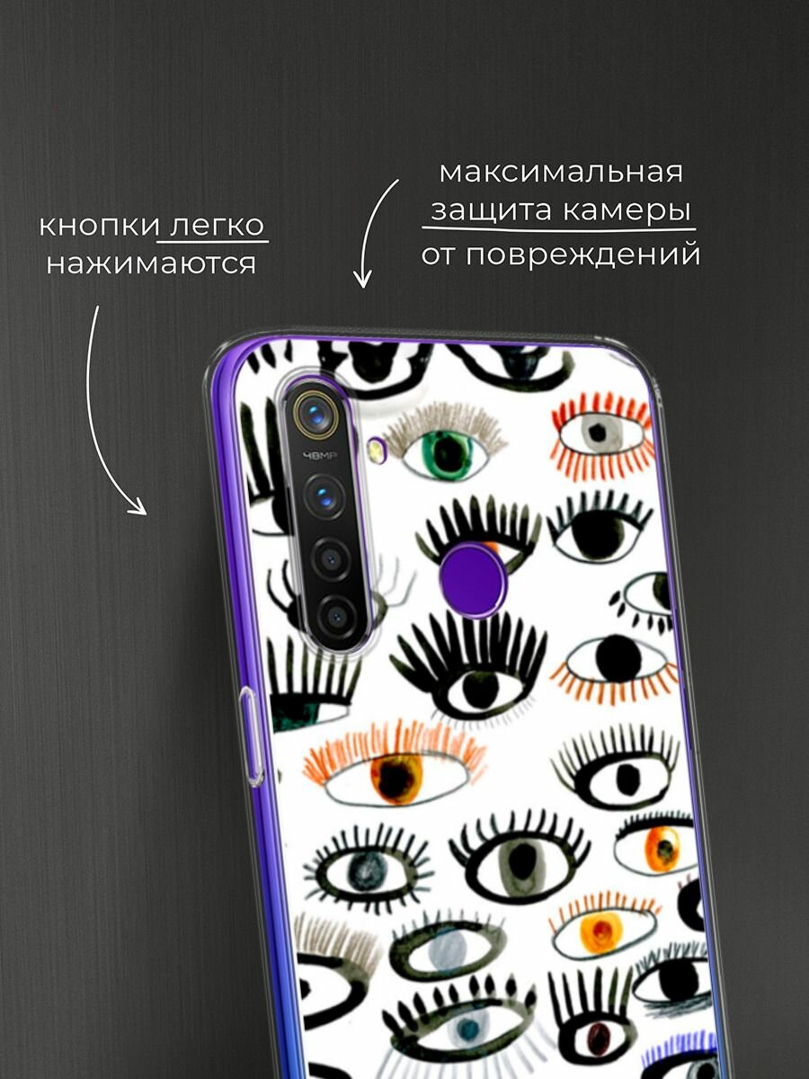 Чехол на Realme 5 Pro / Реалми 5 Про с принтом "Глаза акварель" — фото 1