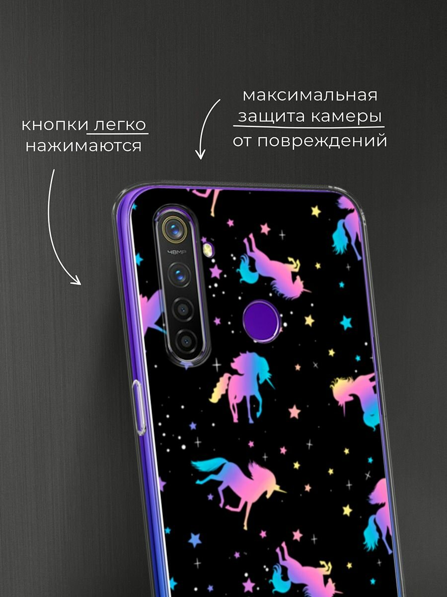 Чехол на Realme 5 Pro / Реалми 5 Про с принтом "Единороги градиент" — фото 1