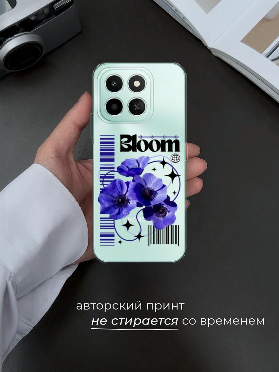 Чехол на Honor X6c / Хонор X6c с принтом "Завораживающие анемоны", прозрачный — фото 1