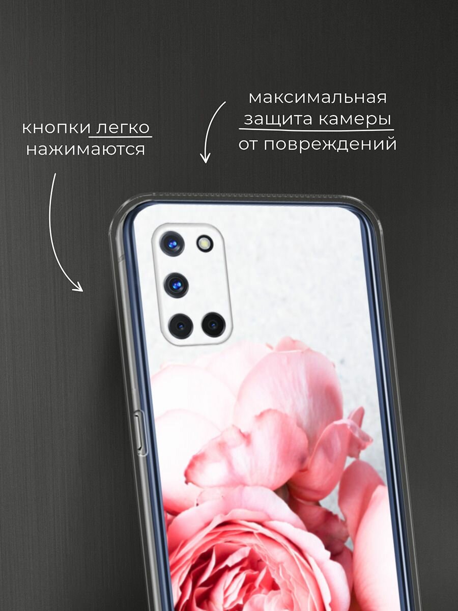 Чехол на Oppo A52/A72 / Оппо A52/A72 с принтом "Пионы на белом" — фото 1