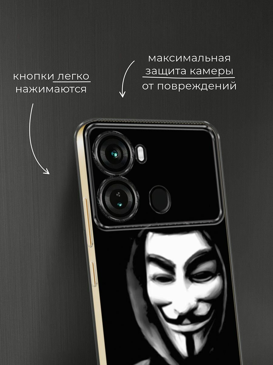 Силиконовый чехол на Itel P40 / Ител P40 с принтом "Анонимус" — фото 1