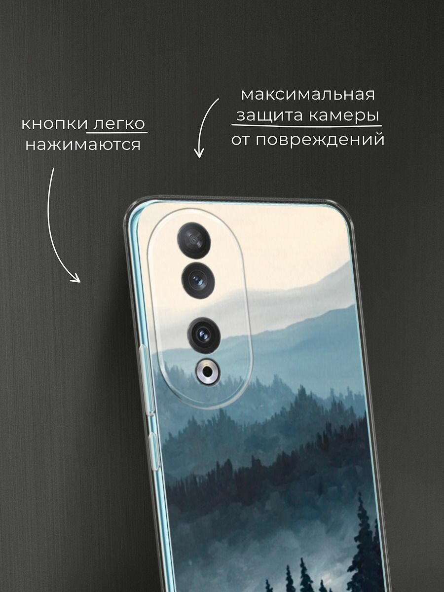 Силиконовый чехол на Honor 90 / Хонор 90 с принтом "Туманные горы" — фото 1