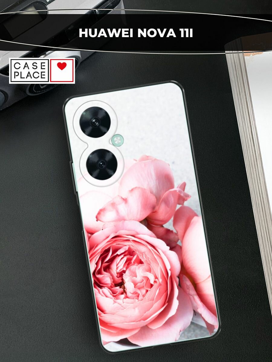 Чехол на Huawei Nova 11i / Хуавей Нова 11i с принтом "Пионы на белом"