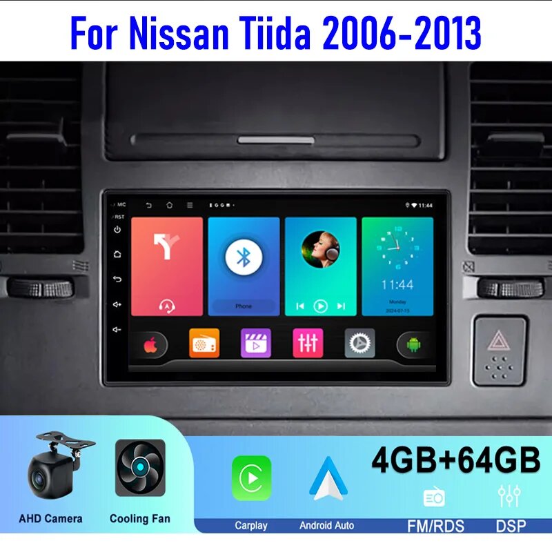 7 дюймов для Nissan Tiida 2006-2013 беспроводной Carplay Android 13 авто радиоприемник GPS Navi BT 4-64 ГБ обратное изображение 4-64 ГБ 7168 Q8 4-64GB