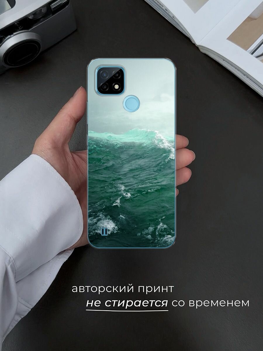 Силиконовый чехол на Realme C21 / Реалми С21 с принтом "Волны 12" — фото 1