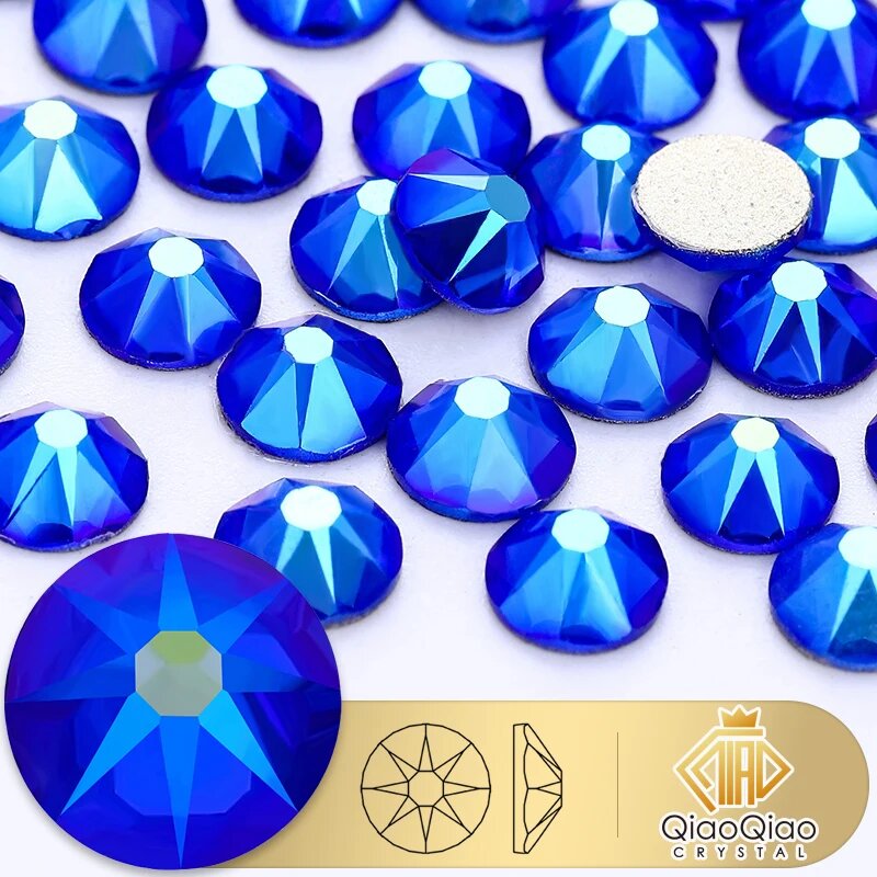Стразы QIAO Sapphire AB, синий, SS16, 1440шт