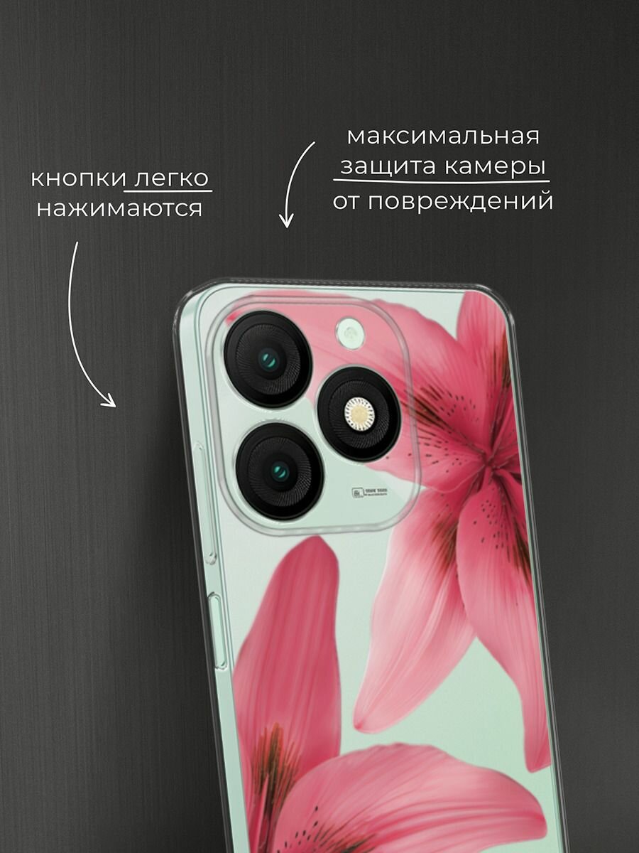Чехол на Itel A50 / Ител А50 с принтом "Pink flower" — фото 1