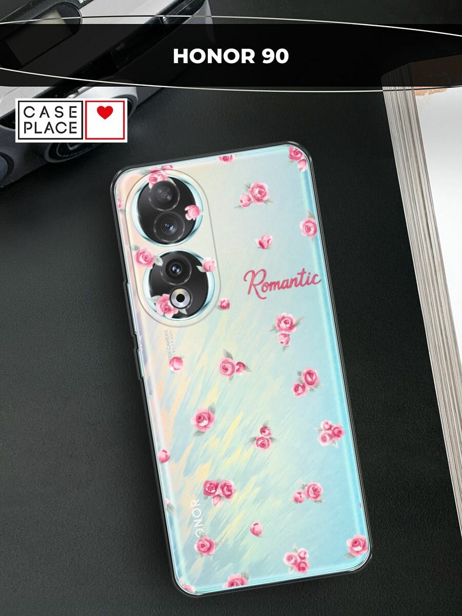 Чехол на Honor 90 / Хонор 90 с принтом "Romantic 2", прозрачный