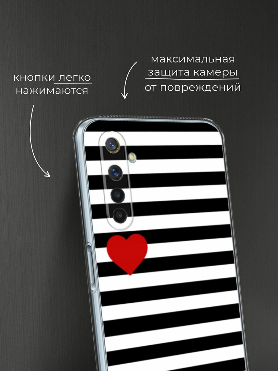 Силиконовый чехол на Realme 6 / Реалми 6 с принтом "Красное сердце" — фото 1