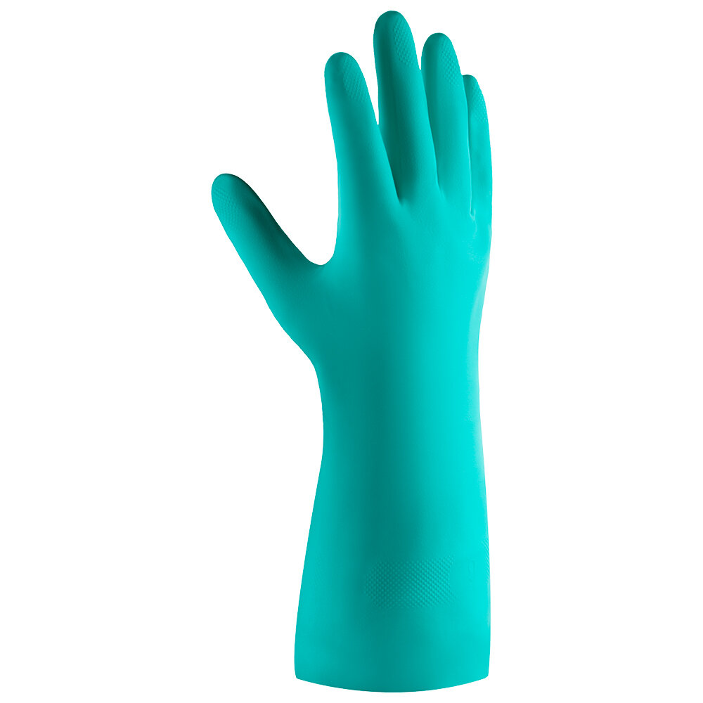 Перчатки химостойкие JETA SAFETY нитриловые, с напылением, зеленые, JN711-09-L, Atom Oil, 0.38 мм