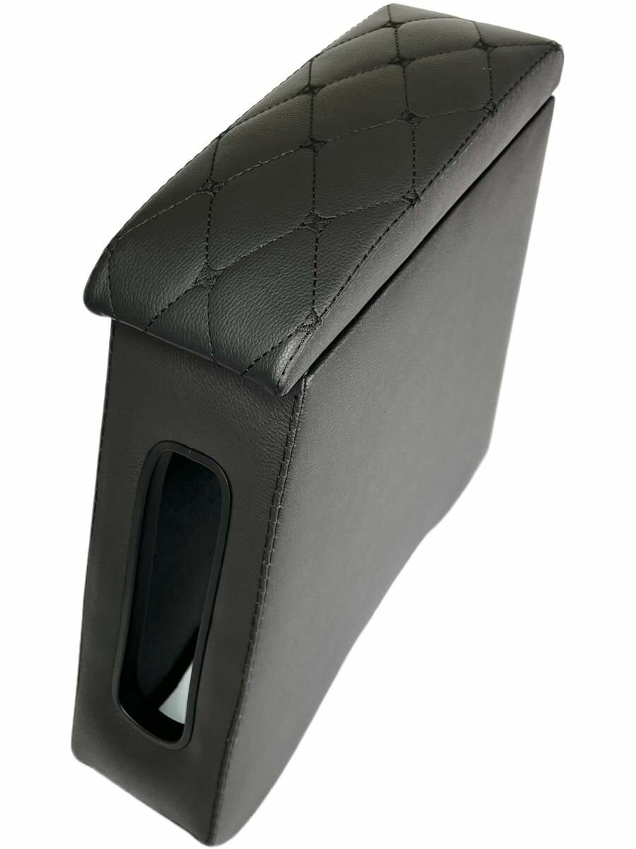 Подлокотник Renault logan II (2014-н. в.) "Euro" кожаный (черный, шов ромб) оригинал, для рено логан 2