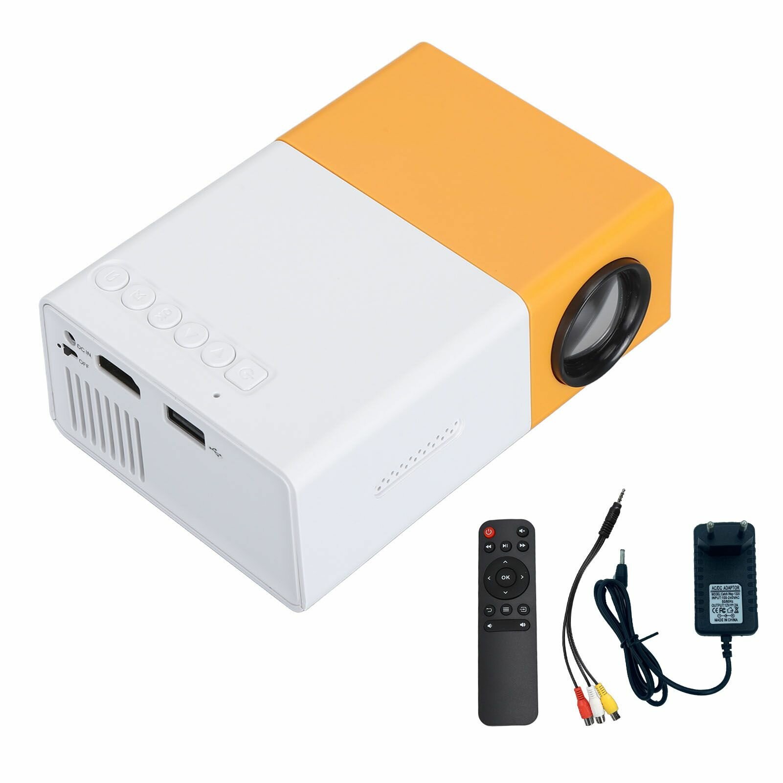 1080P LED мини-проектор дом-кино дети 100-240В жёлто-белый EU