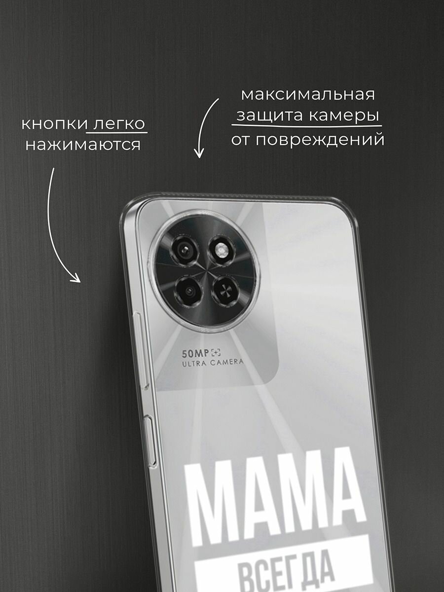 Чехол на Itel S23 / Ител S23 с принтом "Мама права", прозрачный — фото 1