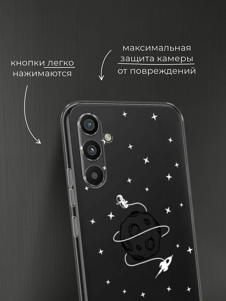 Чехол на Samsung Galaxy A34 / Самсунг A34 с принтом "Полет вокруг луны", прозрачный — фото 1