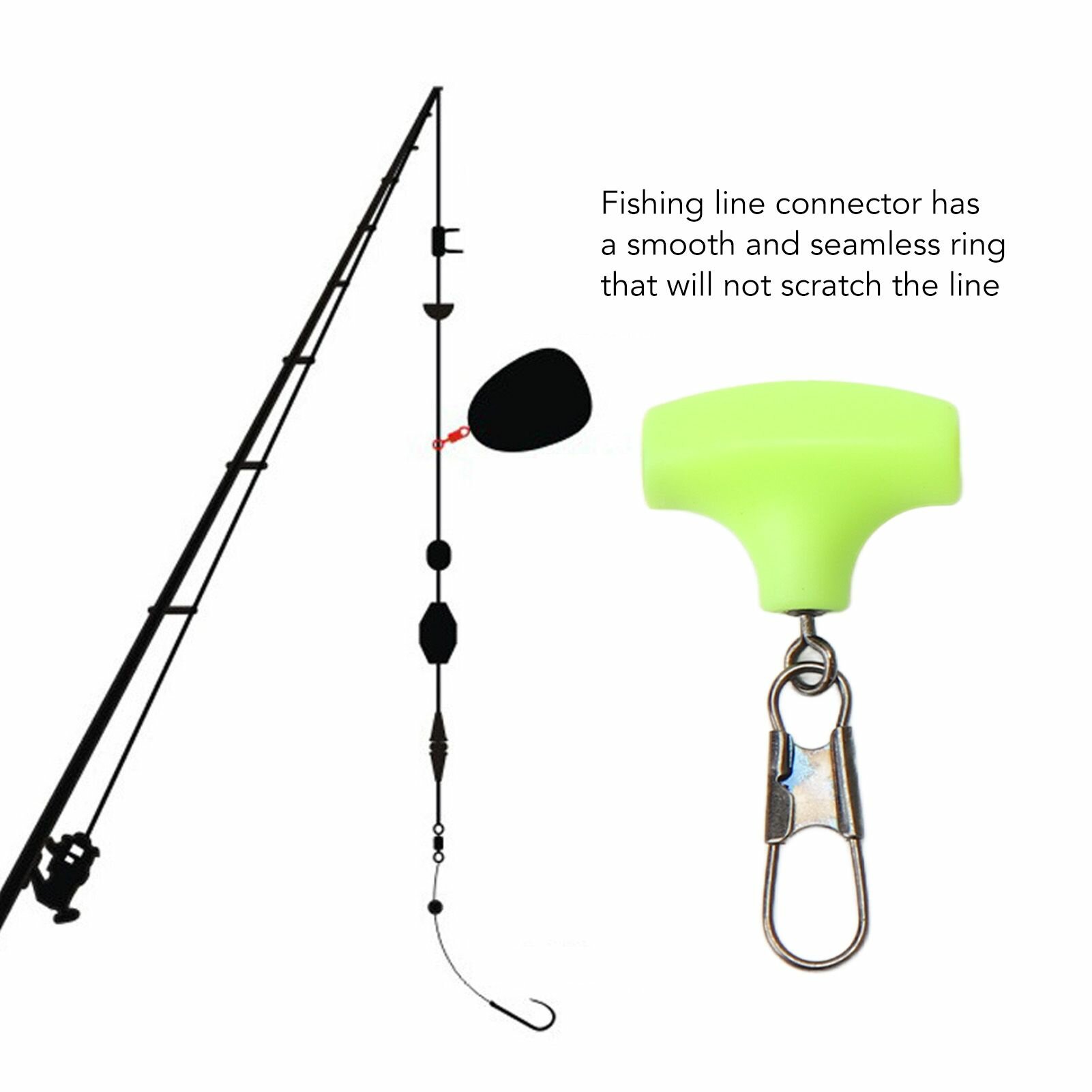 Рыболовная леска, грузило, направляющие для рыболовного поплавка, зеленый разъем для поплавка с низким сопротивлением, аксессуары для лески, большой Т-тип