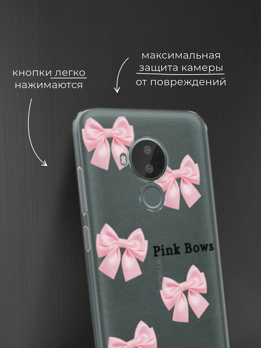 Чехол на Nokia C30 / Нокия C30 с принтом "Pink Bows", прозрачный — фото 1