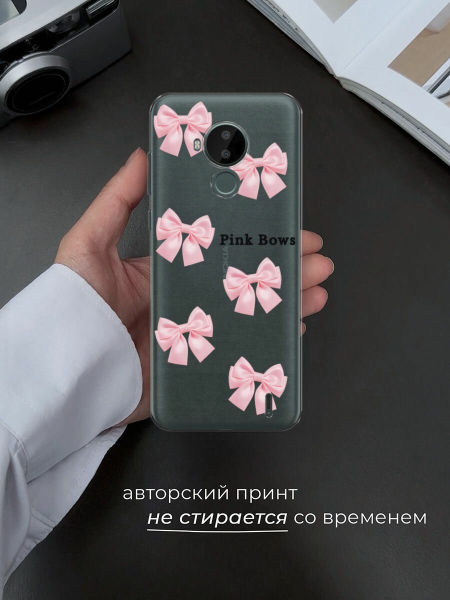 Чехол на Nokia C30 / Нокия C30 с принтом "Pink Bows", прозрачный — фото 1