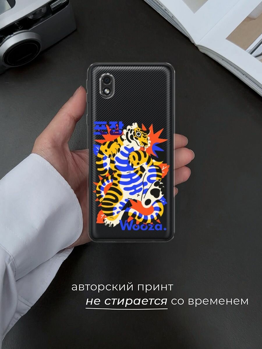 Чехол на Samsung Galaxy A01 Core / Самсунг Галакси А01 Core с принтом "Wooza", прозрачный — фото 1
