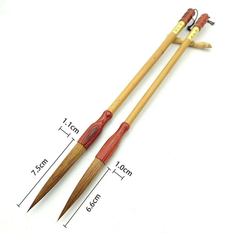 2 шт, набор кистей для каллиграфии с длинными волосами, кисть для китайского письма с волосами ласки для курсивного письма, кисть для традиционной китайской кисти Caoshu, Бордовый