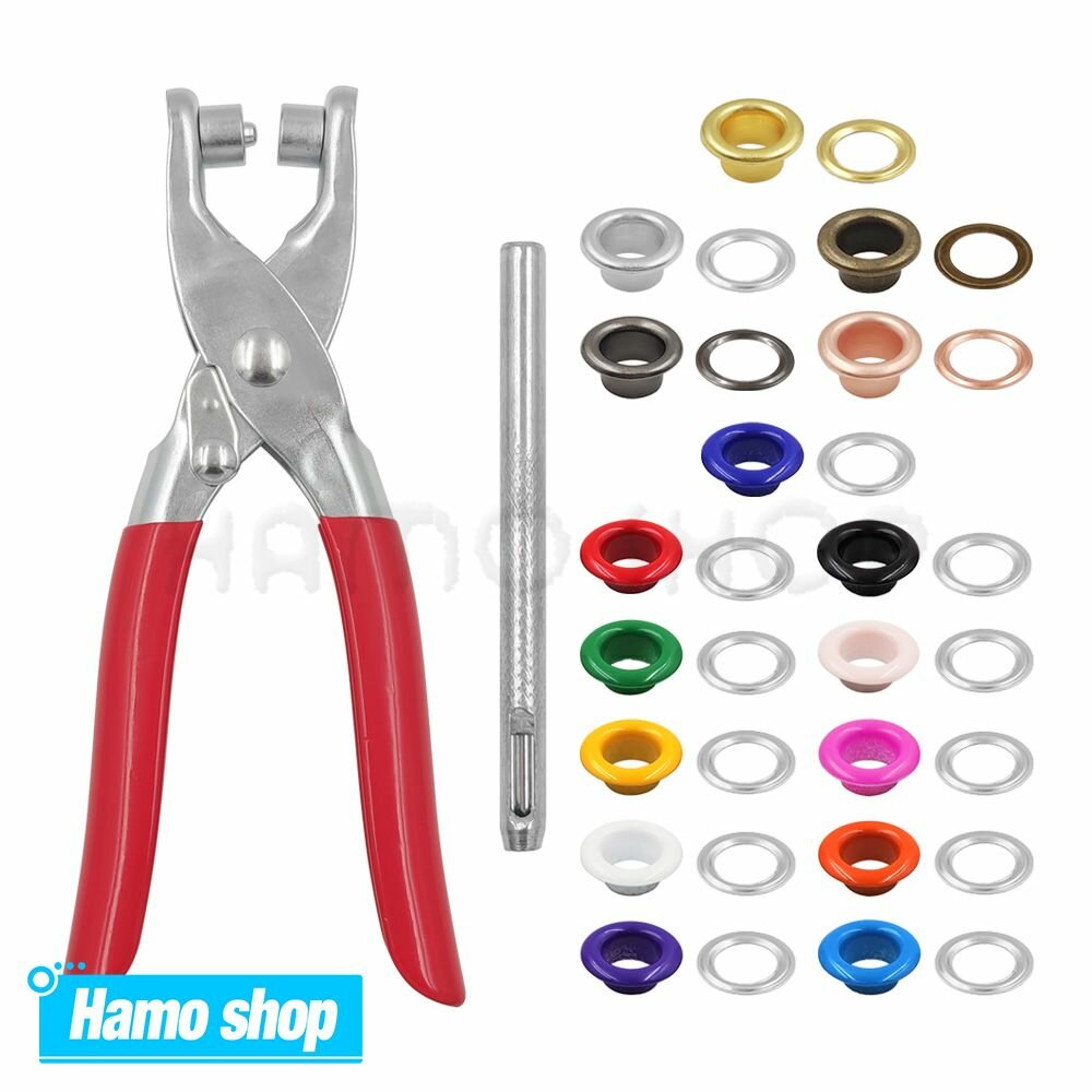 Щипцы для установки люверсов и кнопок, 4 мм набор для пробивки отверстий, 200 комплектов кнопок, клепальный пресс для кожи, ремней, сумок, одежды и обуви, пробойник и люверсы в комплекте