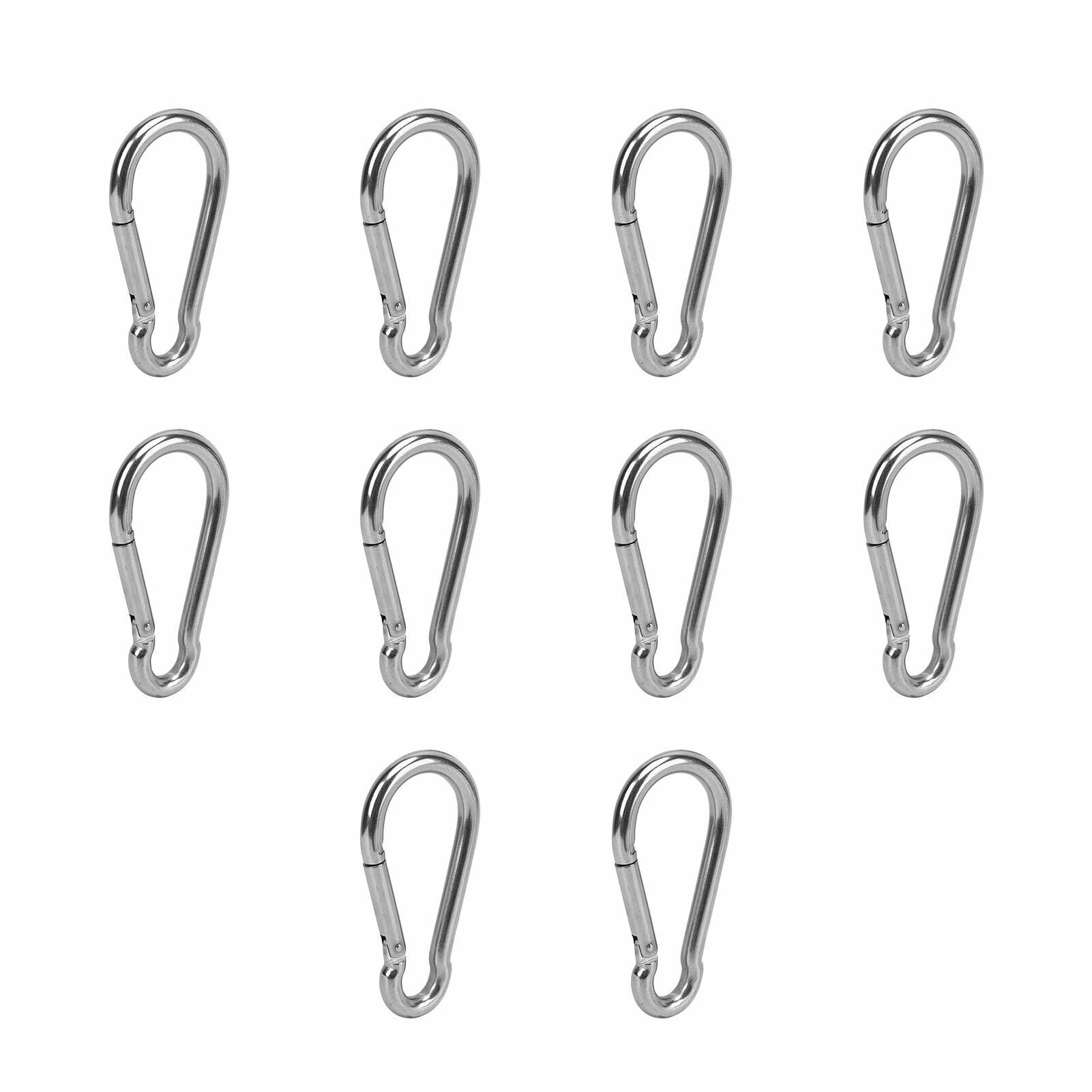 10 карабинов 12 мм из нержавейки, защёлка, безопасность