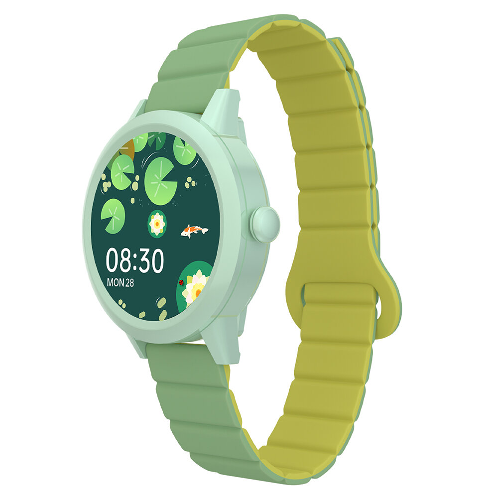 KAVVO Smart Watch с цветным экраном BOE 1.106 дюймов для Android iOS, монитор пульса и сна, запись женского здоровья, спортивные часы, водонепроницаемые, черный, зеленый, белый, синий, 36*36*9.85 мм, 21 г, 130mAh, 2ATM, силикон, цинк-сплав