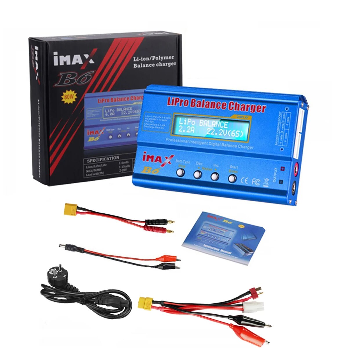 IMAX B6 80 Вт Зарядное устройство для Lipo NiMh Li-ion Ni-Cd Цифровое зарядное устройство Lipro Balance Разрядник Питание переменного тока 15 В 6 А А Адаптер Радиоуправляемый автомобиль, No adapter
