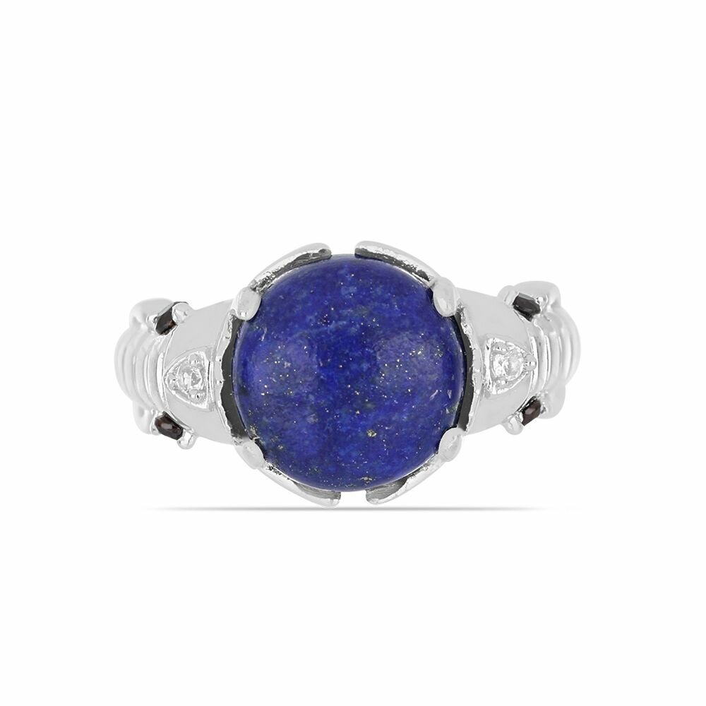 Кольцо тонкое, серебро, 925 проба, родирование, лазурит