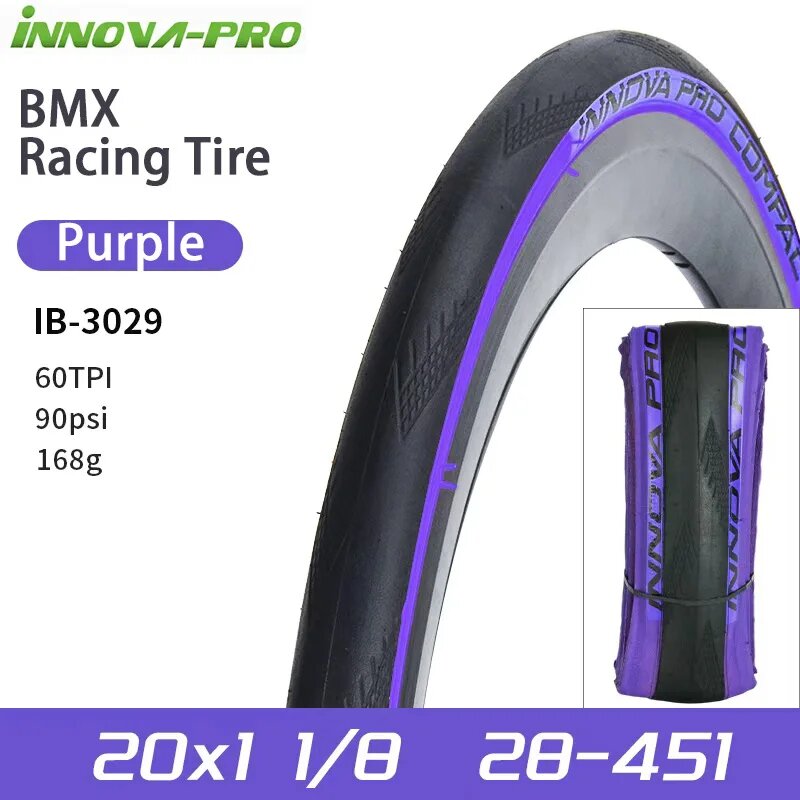 INNOVA 20x1 1/8 3/8 BMX гоночная шина 28/37-451 Фиолетовый, 20x1 1-8 Purple Fold