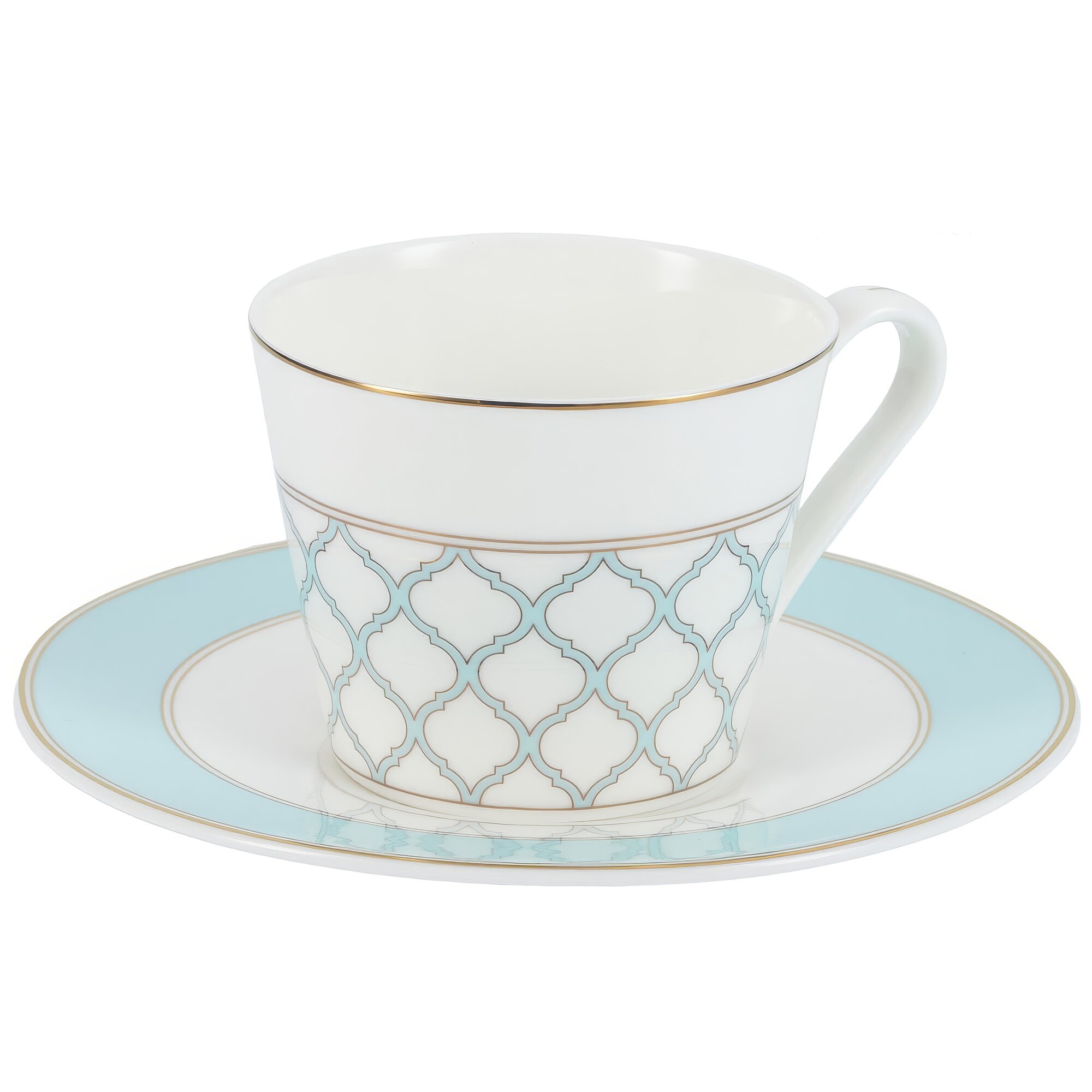Чайная пара Gipfel Aurora 42867, костяной фарфор, белый/голубой