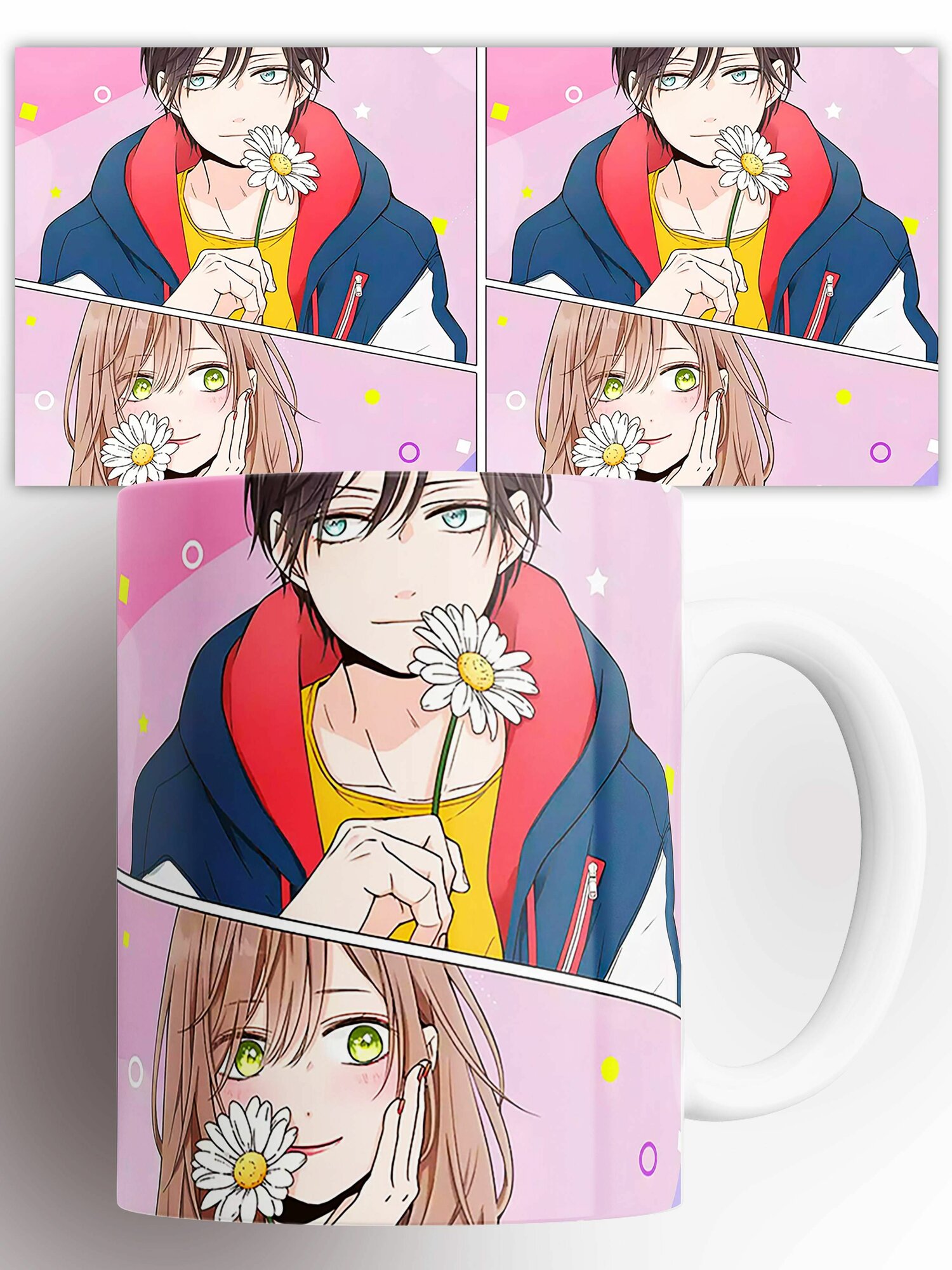 Кружка аниме Моя любовь 999 уровня к Ямаде Yamada-kun to Lv999 no Koi wo Suru Аканэ и Ямада 330 мл