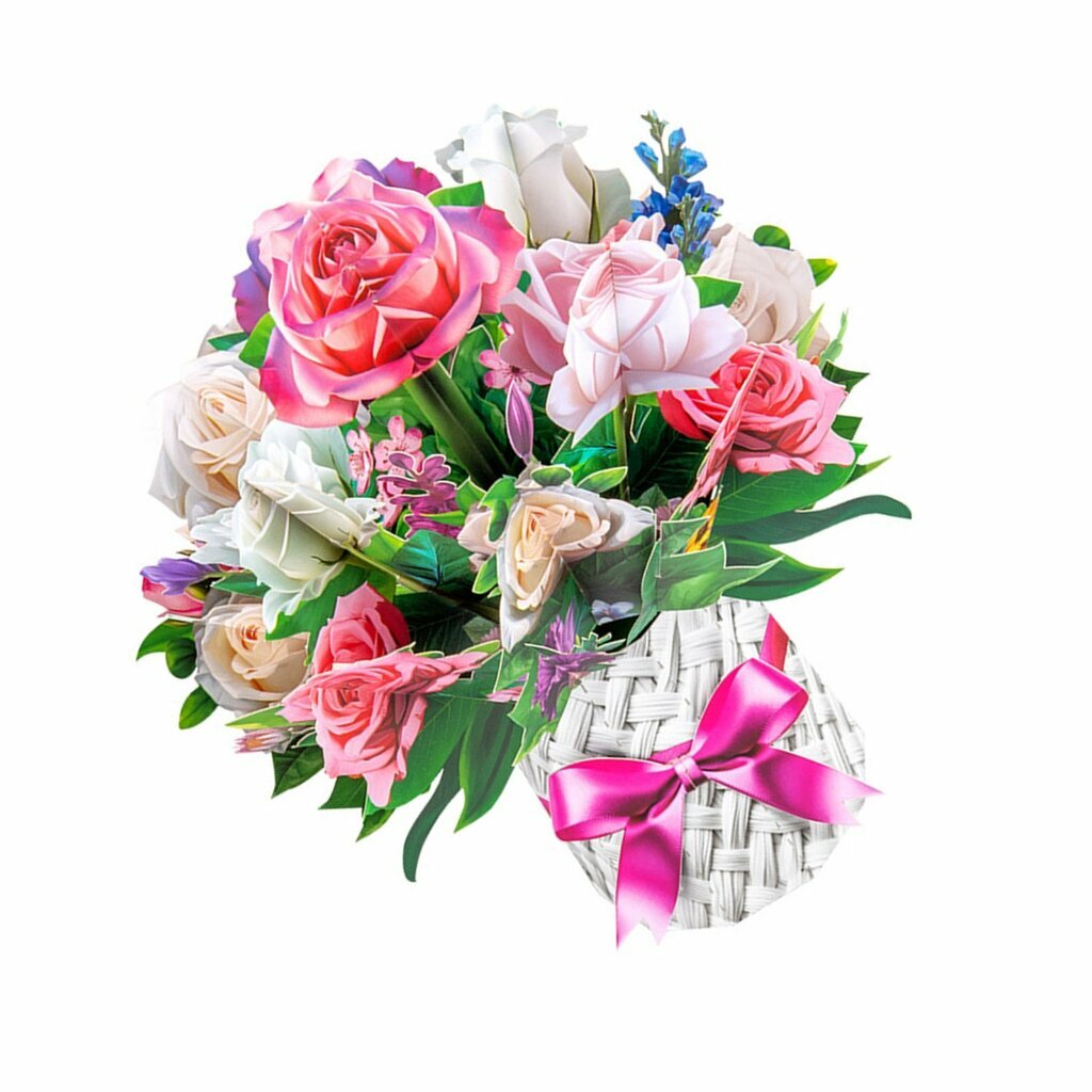 3D Цветочная баскет -карта на день рождения, годовщина День святого Валентина Элегантные поздравительные открытки ручной работы