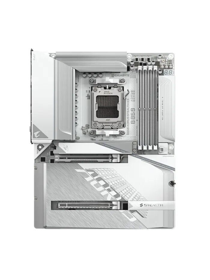 Материнская плата GIGABYTE B850 AORUS STEALTH ICE ATX AM5 AMD B850 4xDDR5 (256ГБ)