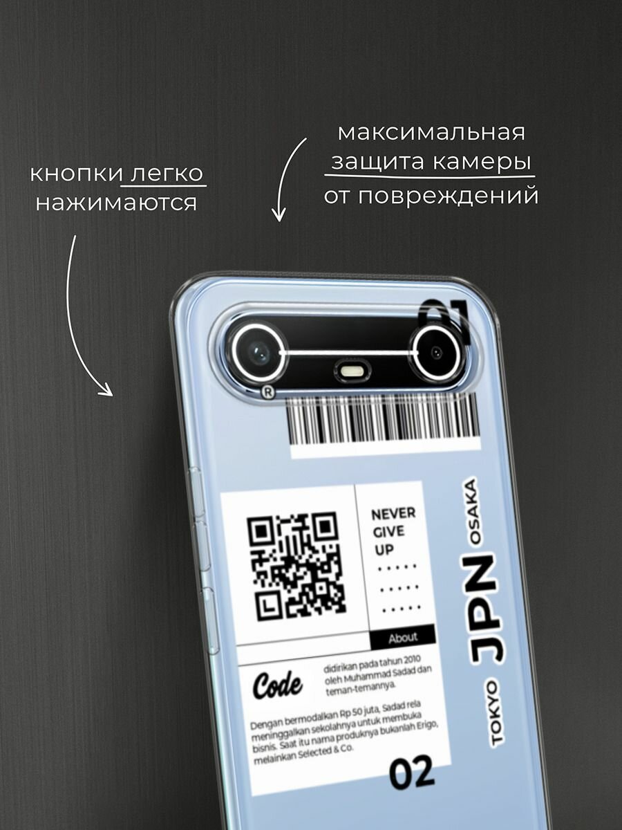 Чехол на Tecno Spark Slim / Текно Спарк Слим с принтом JPN, прозрачный — фото 1