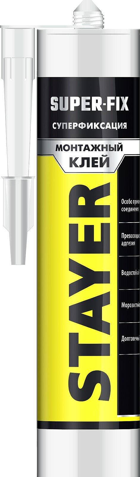 Клей монтажный STAYER SUPER FIX, Professional, объем 280 мл, белый, суперсильный