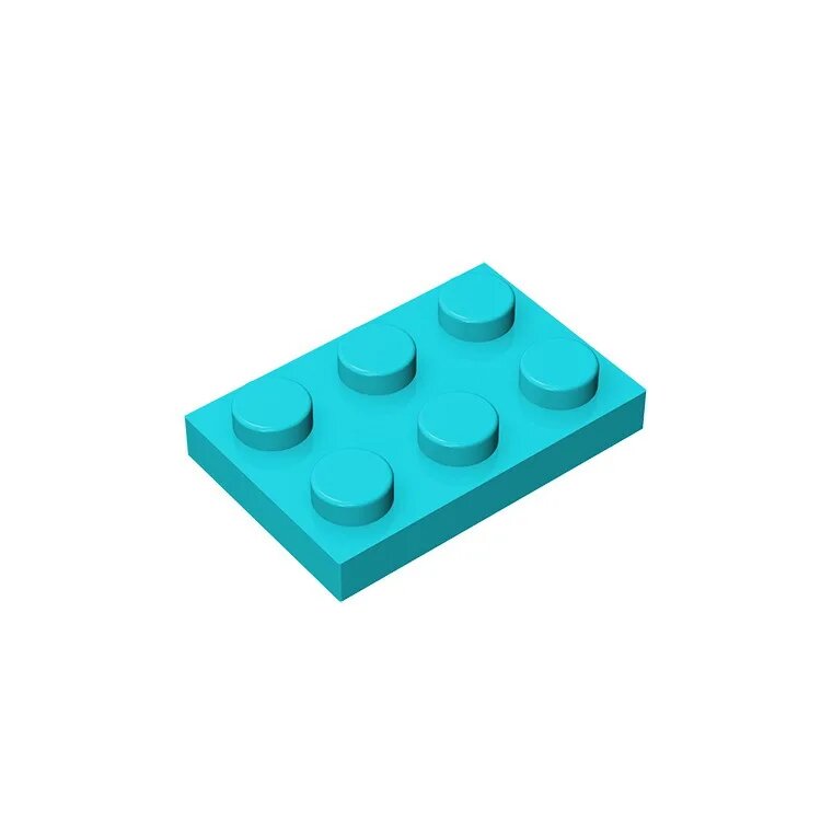 Бирюзовый LEGO-совместимый кирпич 2x3 (046)