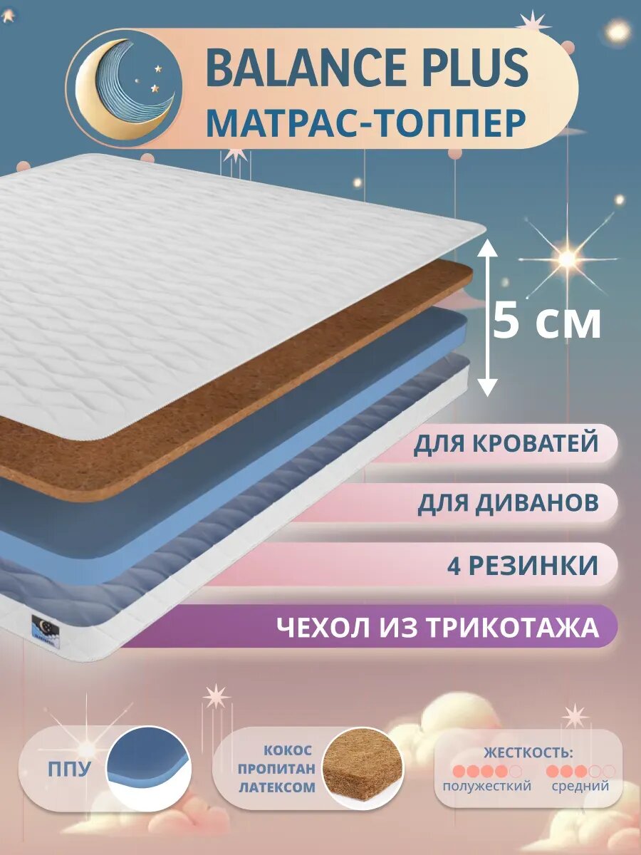 Матрас топпер 80х190 кокос-пена 5 см на диван и матрас топпер ортопедический
