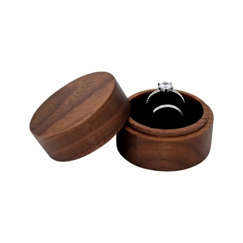 Коробка для обручальных колец, Два черных - Никакой гравировки