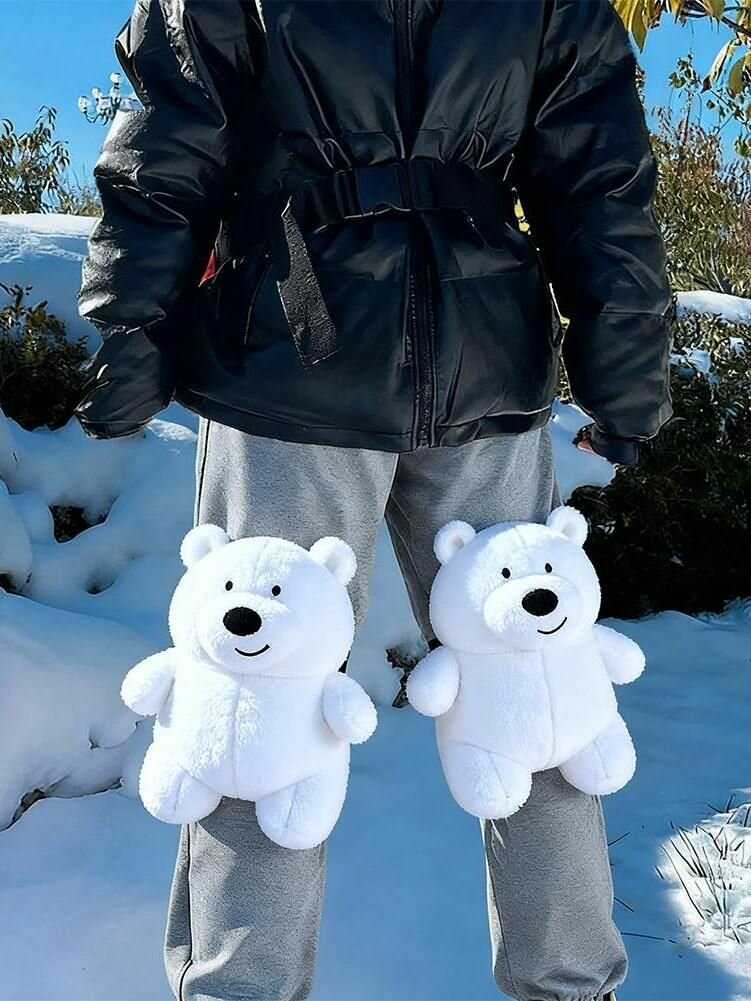 Наколенники "Маленький белый медведь", для катания на лыжах, размер L, белые