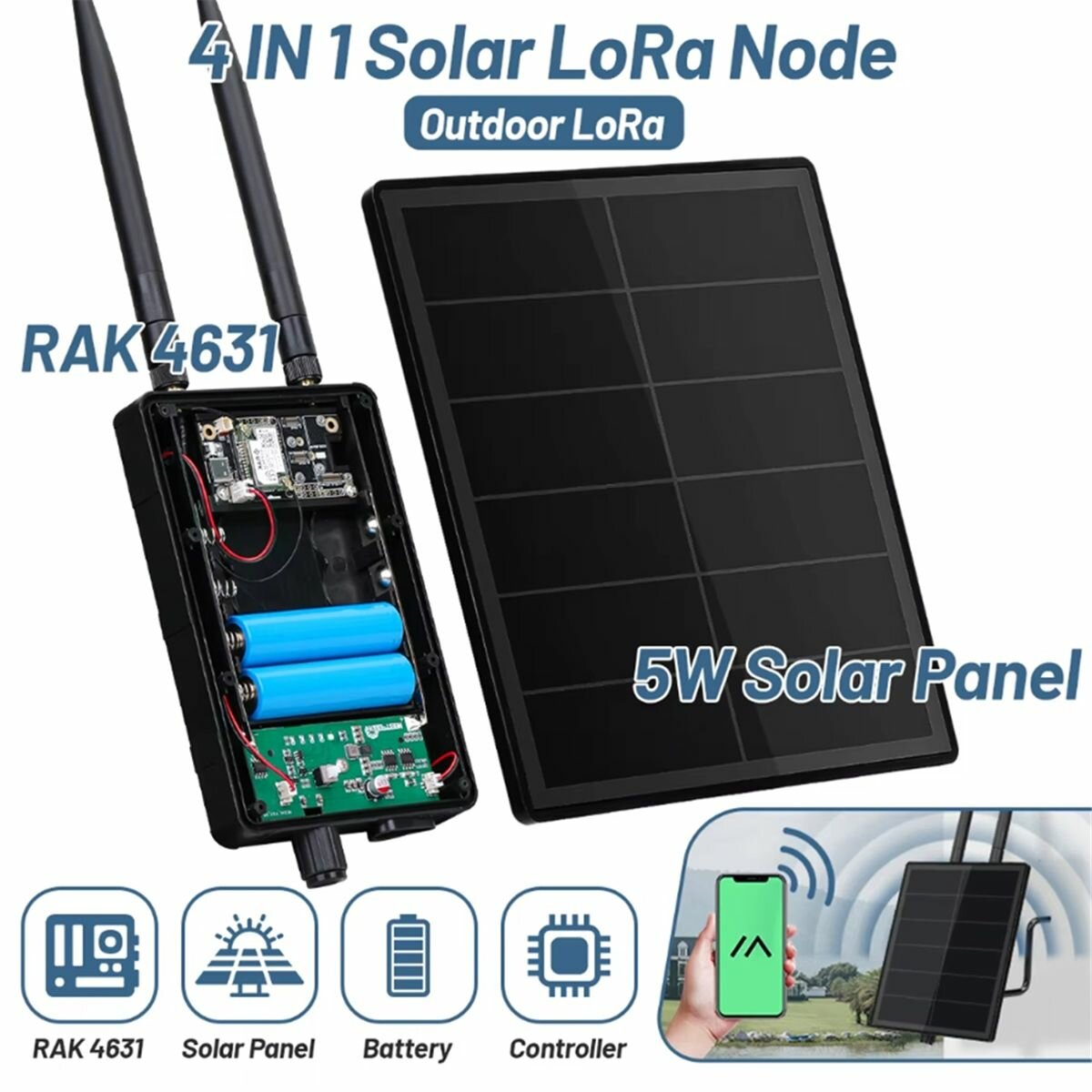 Солнечный Узел D5L RAK19007 И Модуль WiFi LoRa BT RAK4631 B